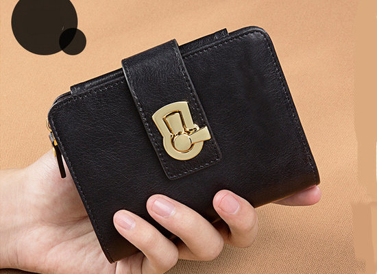 Purse lady short 2019 leather zipper folding card bag integrated fashion women's multi-function small wallet supplier