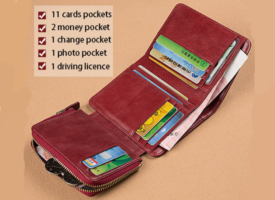 Purse lady short 2019 leather zipper folding card bag integrated fashion women's multi-function small wallet supplier