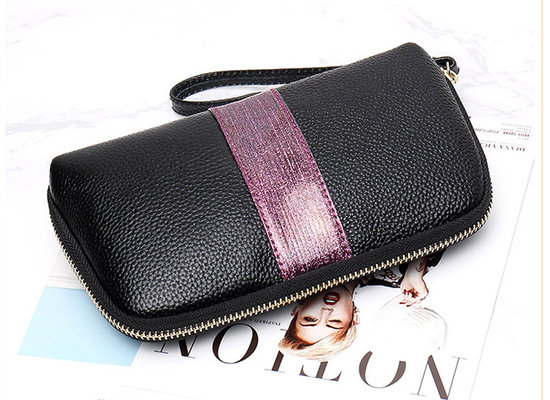 2019 new model can hold mobile phone zipper leather handbag clutch wallet bag for women supplier
