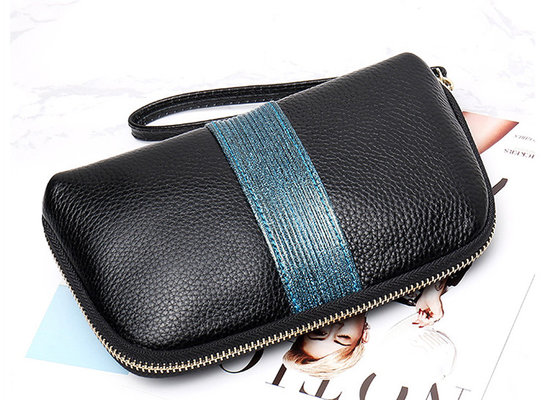 2019 new model can hold mobile phone zipper leather handbag clutch wallet bag for women supplier