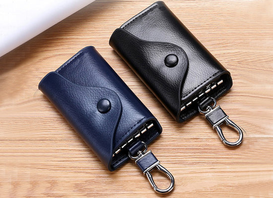 Cowhide waist key chain household large capacity fashion multi-function car lock key bags supplier