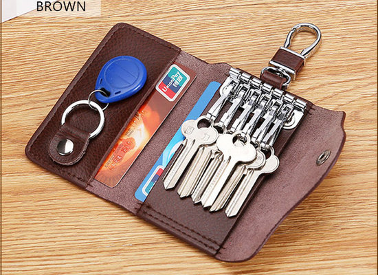 Cowhide waist key chain household large capacity fashion multi-function car lock key bags supplier
