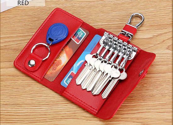 Cowhide waist key chain household large capacity fashion multi-function car lock key bags supplier