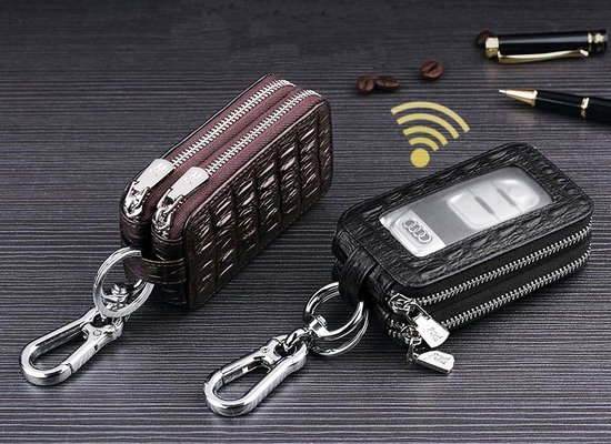 Leather multi-function key chain trend car bag male small key storage bags supplier