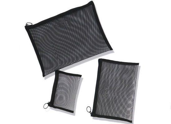 Simple small portable different capacity mesh and lace material pouch cosmetic makeup bag supplier