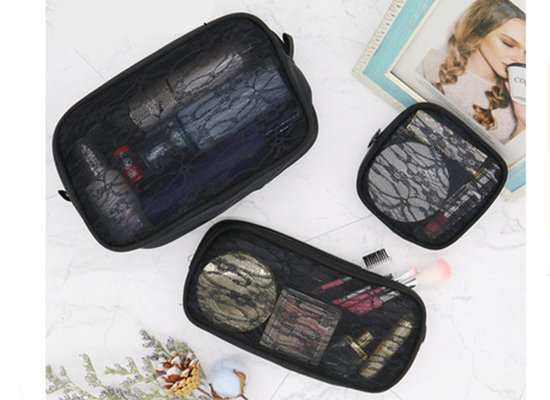 Lady portable mesh large capacity multi-functional South Korea travel three sets toiletry bag supplier