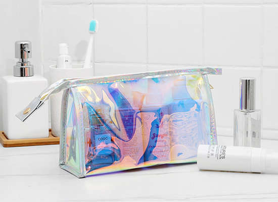 Portable laser TPU web celebrity ins style cosmetics storage bag simple transparent carry-on makeup bags supplier