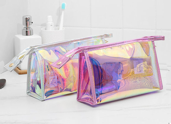 Portable laser TPU web celebrity ins style cosmetics storage bag simple transparent carry-on makeup bags supplier