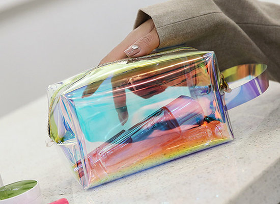 Transparent laser TPU cosmetic bag small portable lady ins wind super fire makeup bags with large capacity supplier