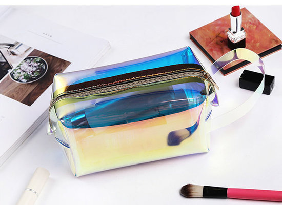 Transparent laser TPU cosmetic bag small portable lady ins wind super fire makeup bags with large capacity supplier