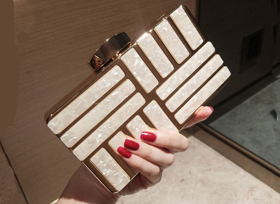 Marbling banquet bag European and American fashion dinner bag lady's handbag acrylic bag lady's clutch supplier
