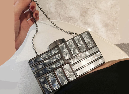 Marbling banquet bag European and American fashion dinner bag lady's handbag acrylic bag lady's clutch supplier