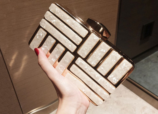 Marbling banquet bag European and American fashion dinner bag lady's handbag acrylic bag lady's clutch supplier