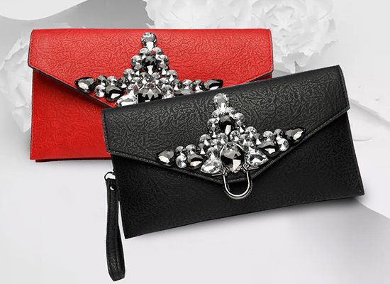 Ladies Crystal Clutch Bag Evening Wedding Rhinestone Silver Purse Chain Cross Body Bag supplier