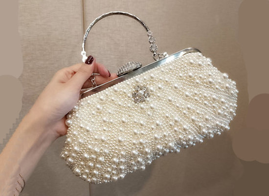 Korean wedding bag high-end pearl bag clutch chain single shoulder bag fashionable lady pearl banquet evening bag supplier