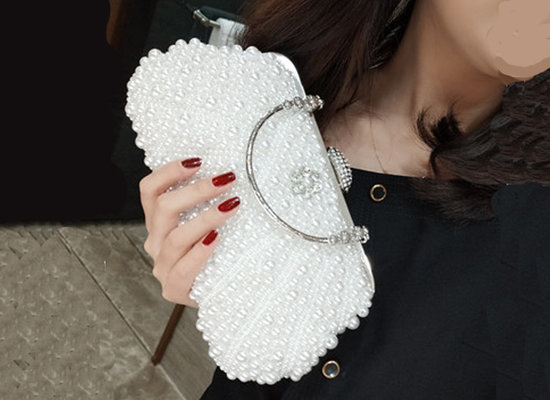 Korean wedding bag high-end pearl bag clutch chain single shoulder bag fashionable lady pearl banquet evening bag supplier