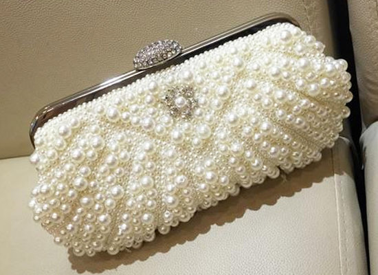 Korean wedding bag high-end pearl bag clutch chain single shoulder bag fashionable lady pearl banquet evening bag supplier