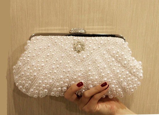 Korean wedding bag high-end pearl bag clutch chain single shoulder bag fashionable lady pearl banquet evening bag supplier
