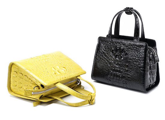 New zipper large capacity women's crocodile leather handbag for lady supplier