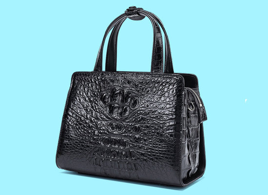 New zipper large capacity women's crocodile leather handbag for lady supplier