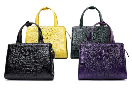 New zipper large capacity women's crocodile leather handbag for lady supplier