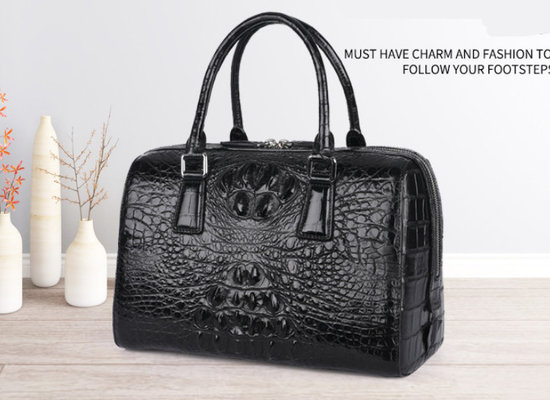New zipper large capacity women's crocodile leather handbag for lady supplier