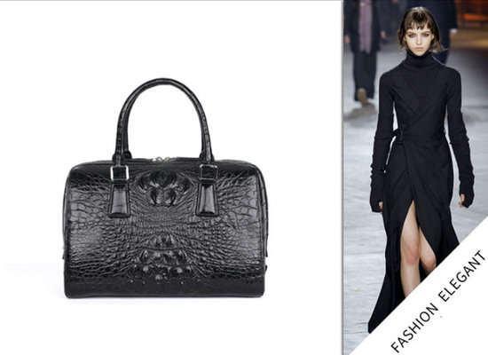 New zipper large capacity women's crocodile leather handbag for lady supplier