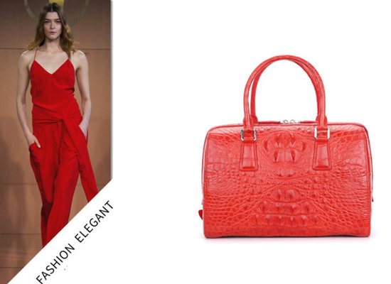 New zipper large capacity women's crocodile leather handbag for lady supplier
