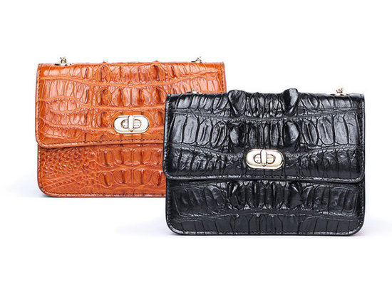 Fashion crocodile skull leather bag for women with one shoulder slung chain small square bag supplier
