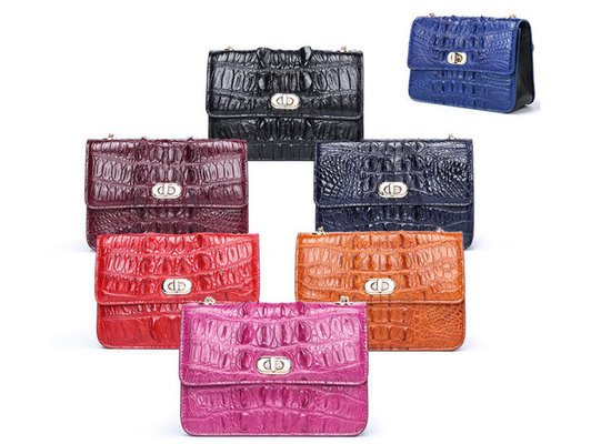 Fashion crocodile skull leather bag for women with one shoulder slung chain small square bag supplier