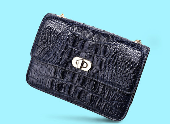 Fashion crocodile skull leather bag for women with one shoulder slung chain small square bag supplier