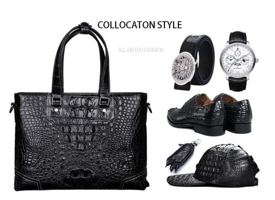 2019 new crocodile leather handbag horizontal business briefcase for man supplier