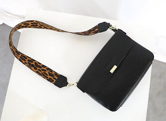 Fashion retro joker soft PU leather shoulder aslant cross bag leopard-print wide shoulder strap small crossbody bags supplier