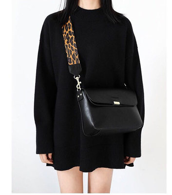 Fashion retro joker soft PU leather shoulder aslant cross bag leopard-print wide shoulder strap small crossbody bags supplier