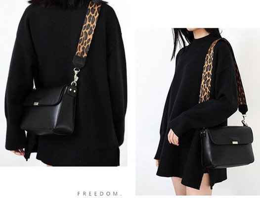 Fashion retro joker soft PU leather shoulder aslant cross bag leopard-print wide shoulder strap small crossbody bags supplier