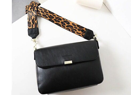 Fashion retro joker soft PU leather shoulder aslant cross bag leopard-print wide shoulder strap small crossbody bags supplier