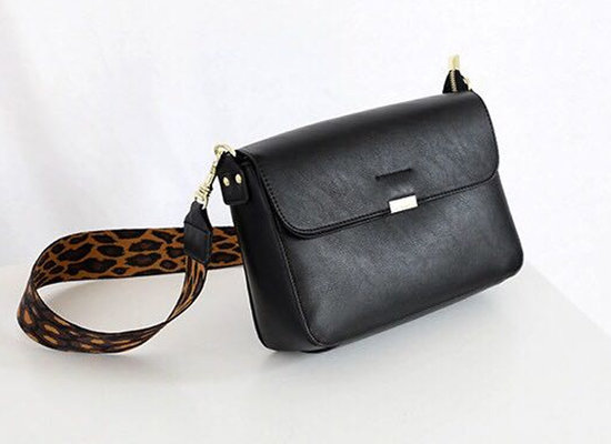 Fashion retro joker soft PU leather shoulder aslant cross bag leopard-print wide shoulder strap small crossbody bags supplier