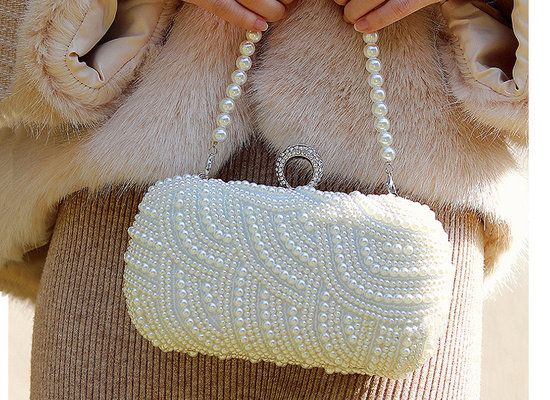 Bride's rhinestone pearl handbag new dinner evening bag socialite's hand sewed beaded gown small wedding bags supplier