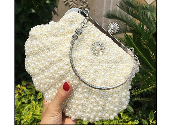 Shell pearl handmade string beads diamond slung over shoulder dinner evening bride retro dress cheongsam wedding bags supplier