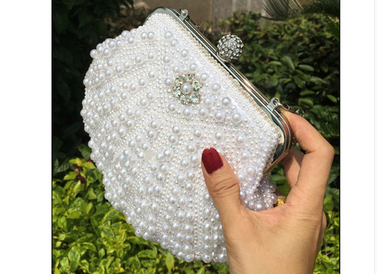 Shell pearl handmade string beads diamond slung over shoulder dinner evening bride retro dress cheongsam wedding bags supplier