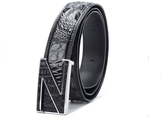 Custom logo fashion casual belt alloy automatic buckle crocodile men's belts supplier