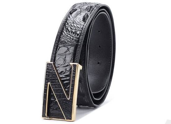 Custom logo fashion casual belt alloy automatic buckle crocodile men's belts supplier