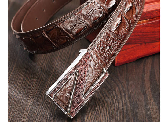 Custom logo fashion casual belt alloy automatic buckle crocodile men's belts supplier