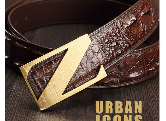 Factory price fashion casual belt stainless alloy buckle crocodile belts supplier