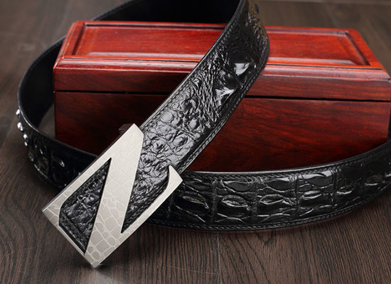 Factory price fashion casual belt stainless alloy buckle crocodile belts supplier