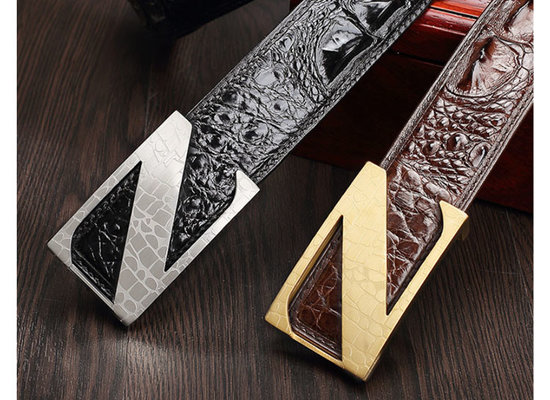 Factory price fashion casual belt stainless alloy buckle crocodile belts supplier