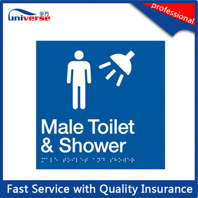 Silver / Blue Tactile Braille Signs For Public Place , Braille Toilet Signs