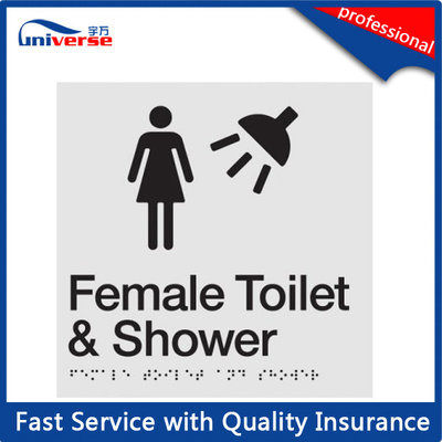 Silver / Blue Tactile Braille Signs For Public Place , Braille Toilet Signs