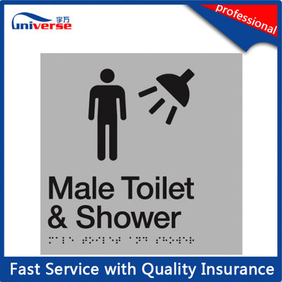 Silver / Blue Tactile Braille Signs For Public Place , Braille Toilet Signs