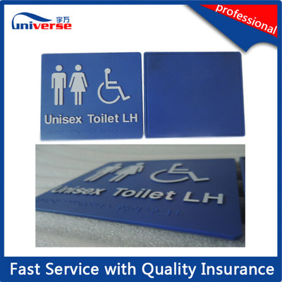 Commercial Rigid Plastic Signs , Braille Unisex Accessible Toilet Sign LH